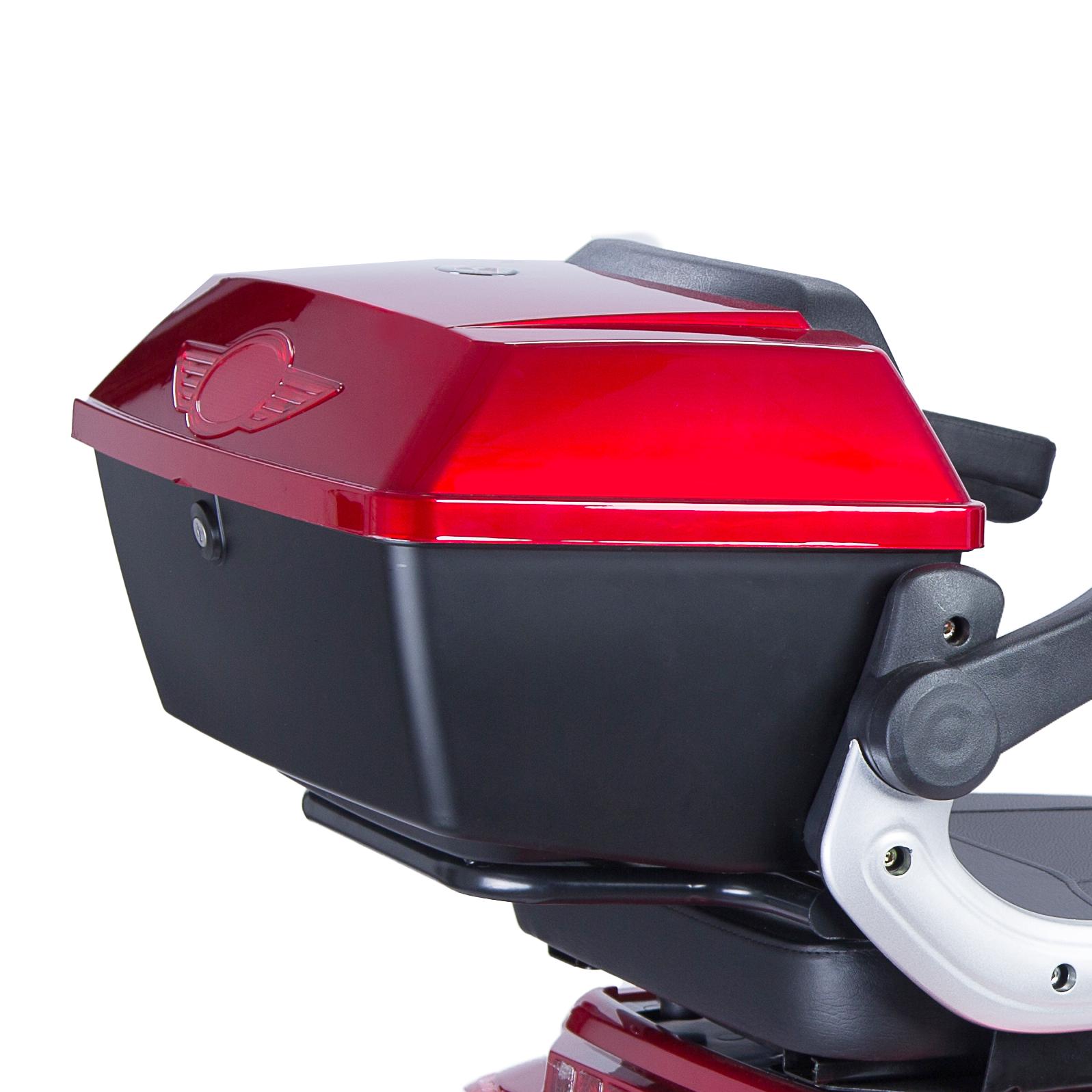 Rear storage box with backrest, red - Skand